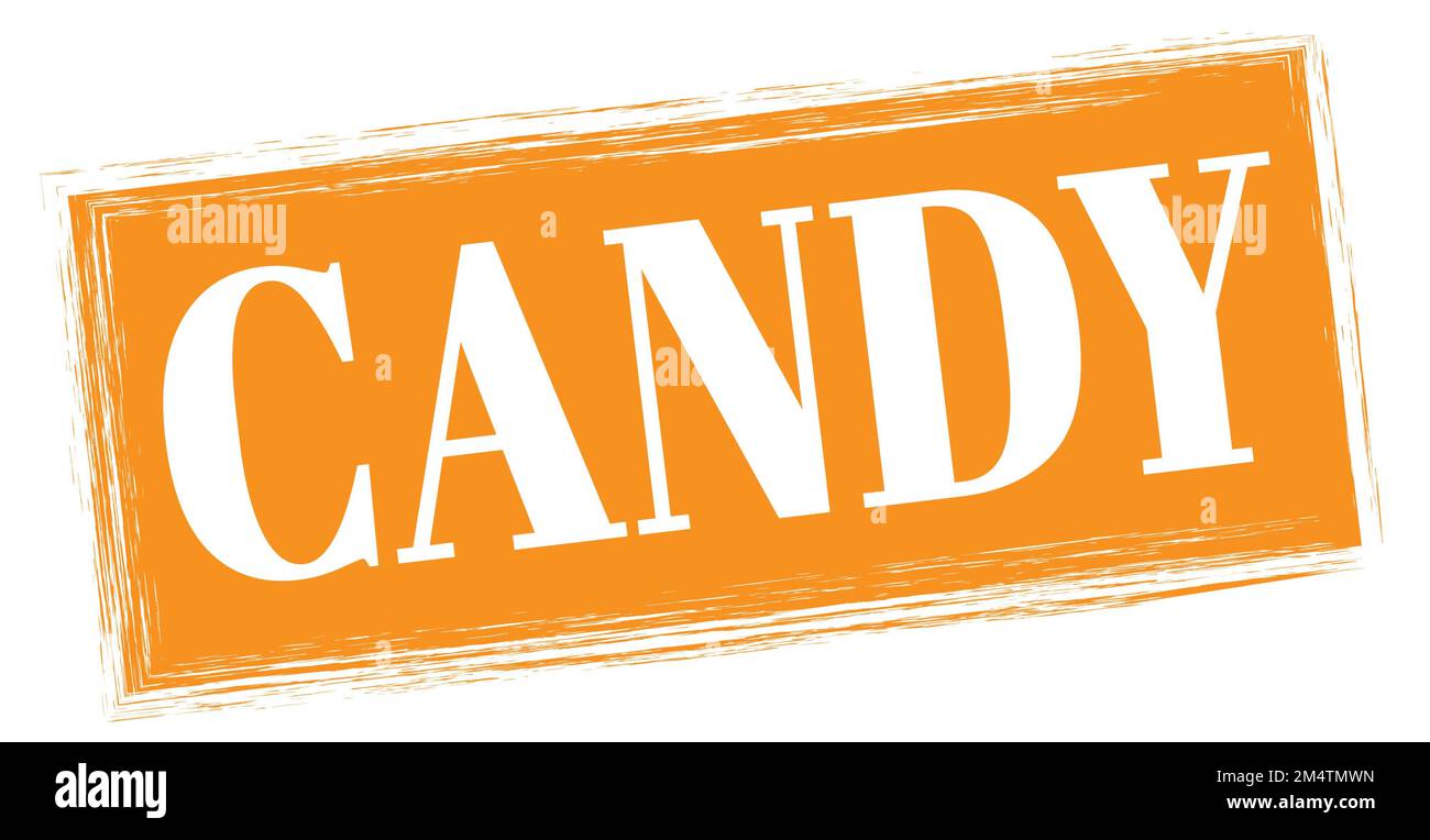 CANDY text written on orange rectangle stamp sign Stock Photo - Alamy