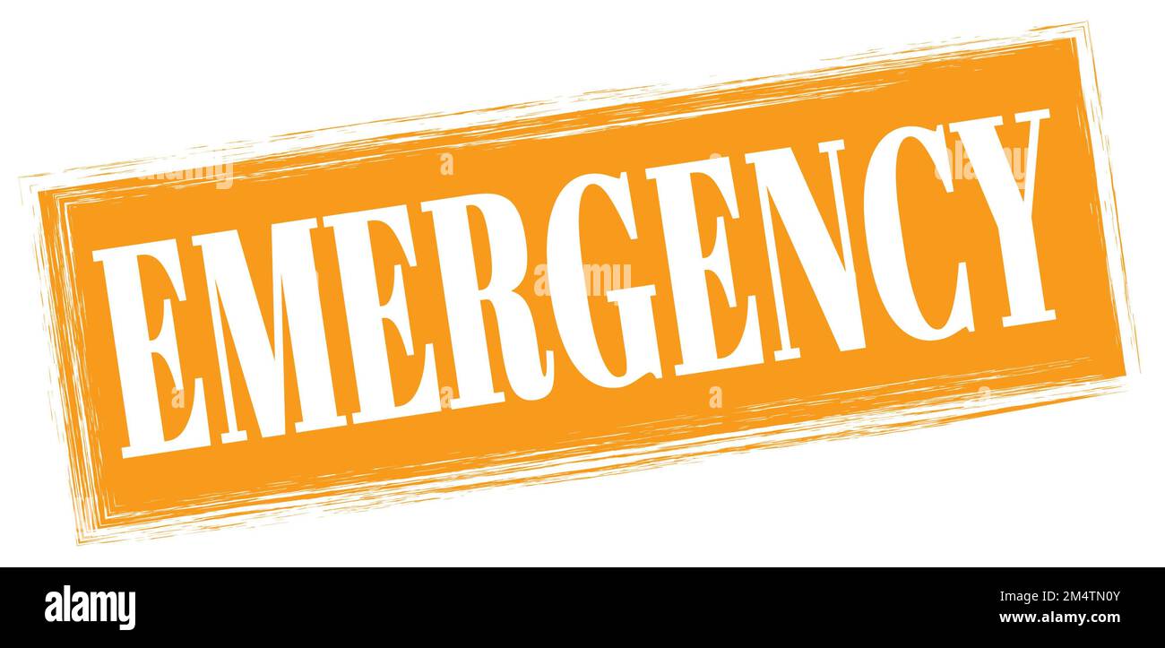 EMERGENCY text written on orange rectangle stamp sign Stock Photo - Alamy