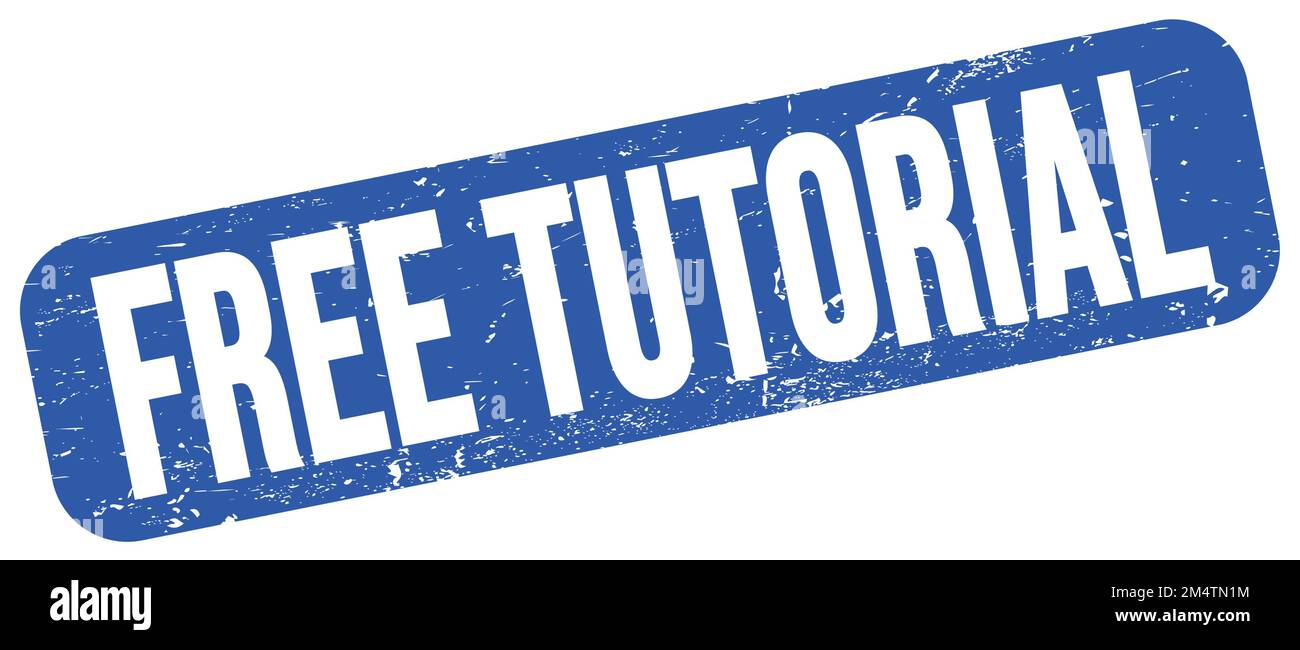 FREE TUTORIAL text written on blue grungy stamp sign Stock Photo - Alamy