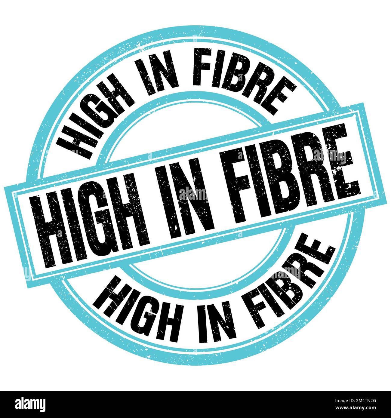 HIGH IN FIBRE text written on blue-black round stamp sign Stock Photo ...