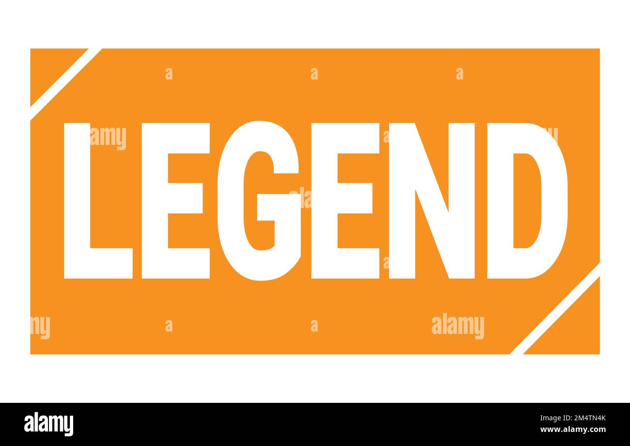 LEGEND text written on orange rectangle stamp sign Stock Photo - Alamy