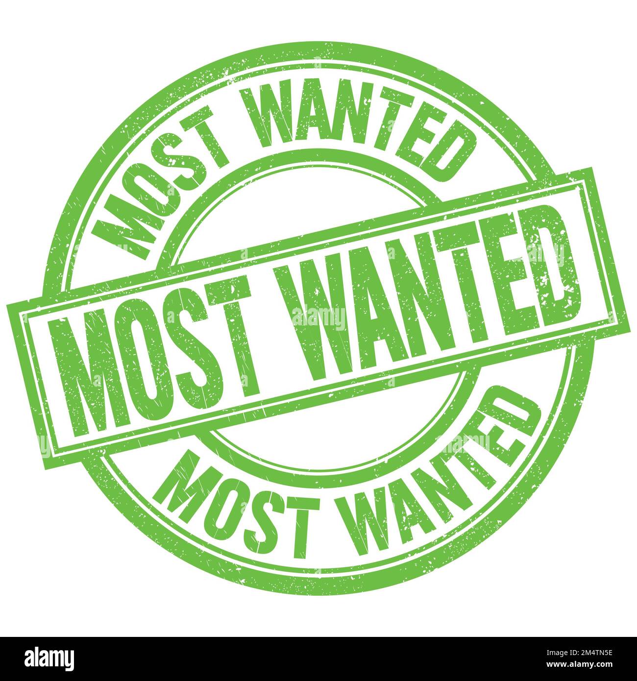 MOST WANTED text written word on green round stamp sign Stock Photo - Alamy