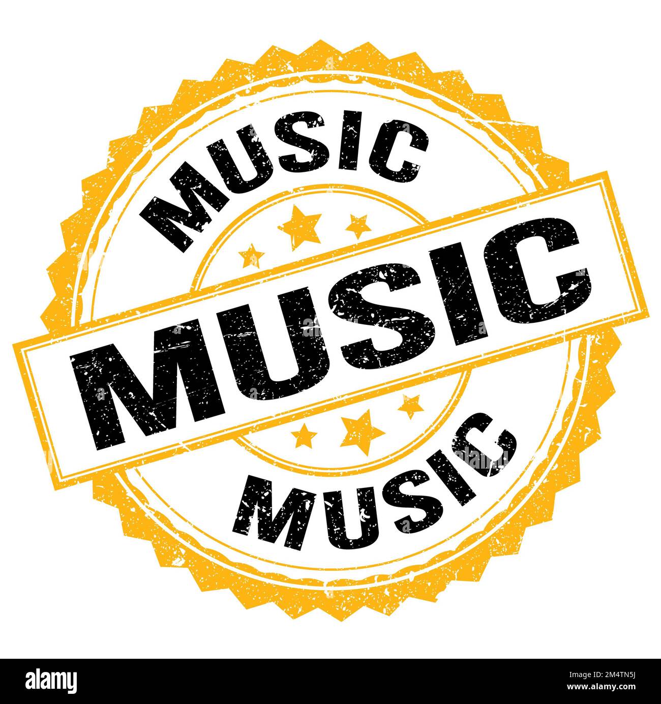 MUSIC text written on yellow-black round stamp sign Stock Photo - Alamy