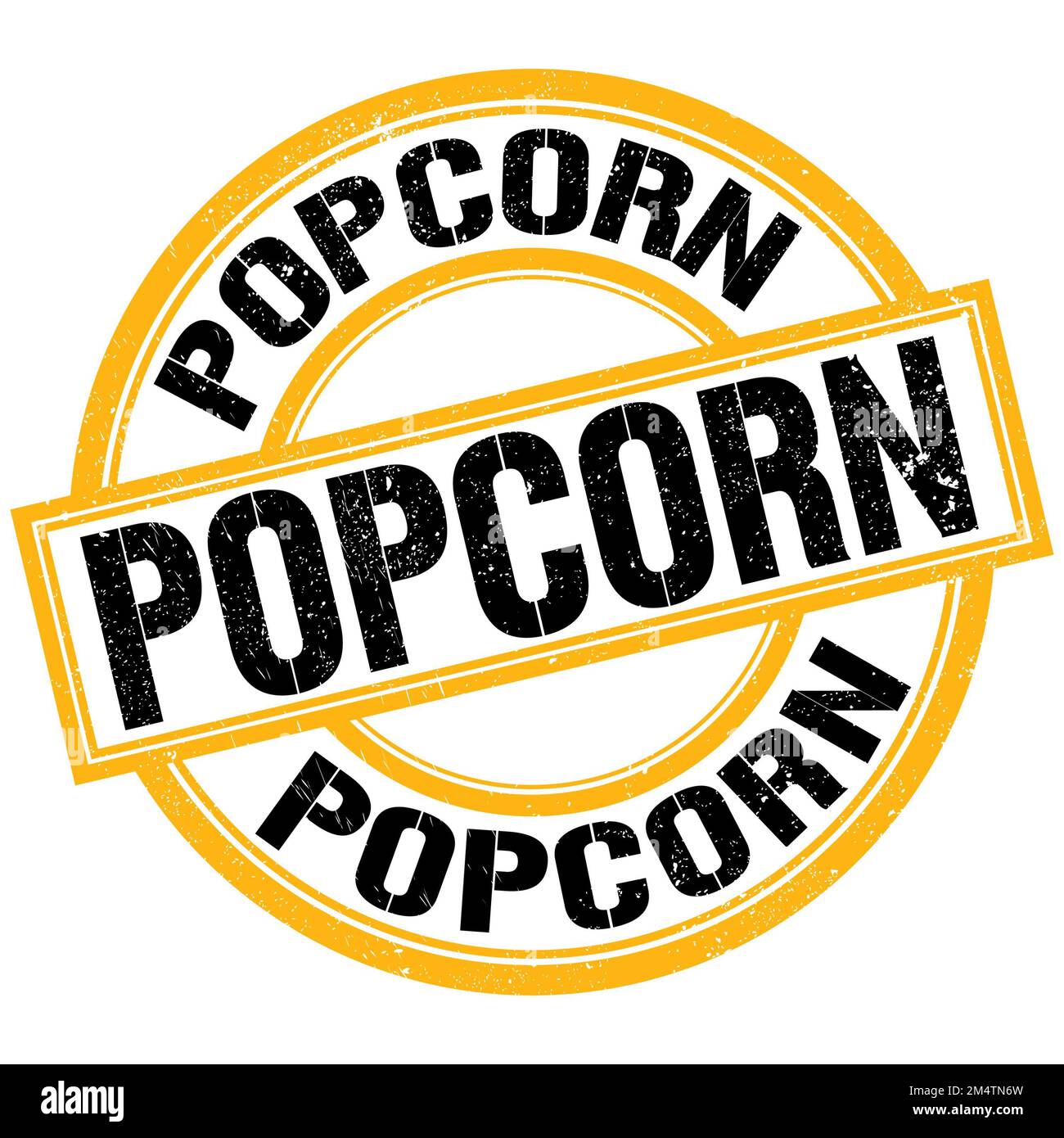 POPCORN text written on yellow-black round stamp sign Stock Photo - Alamy