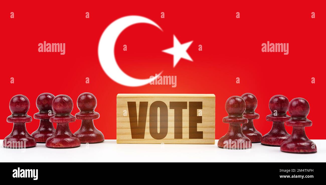 national concept. Against the background of the flag of Turkey, pawns ...