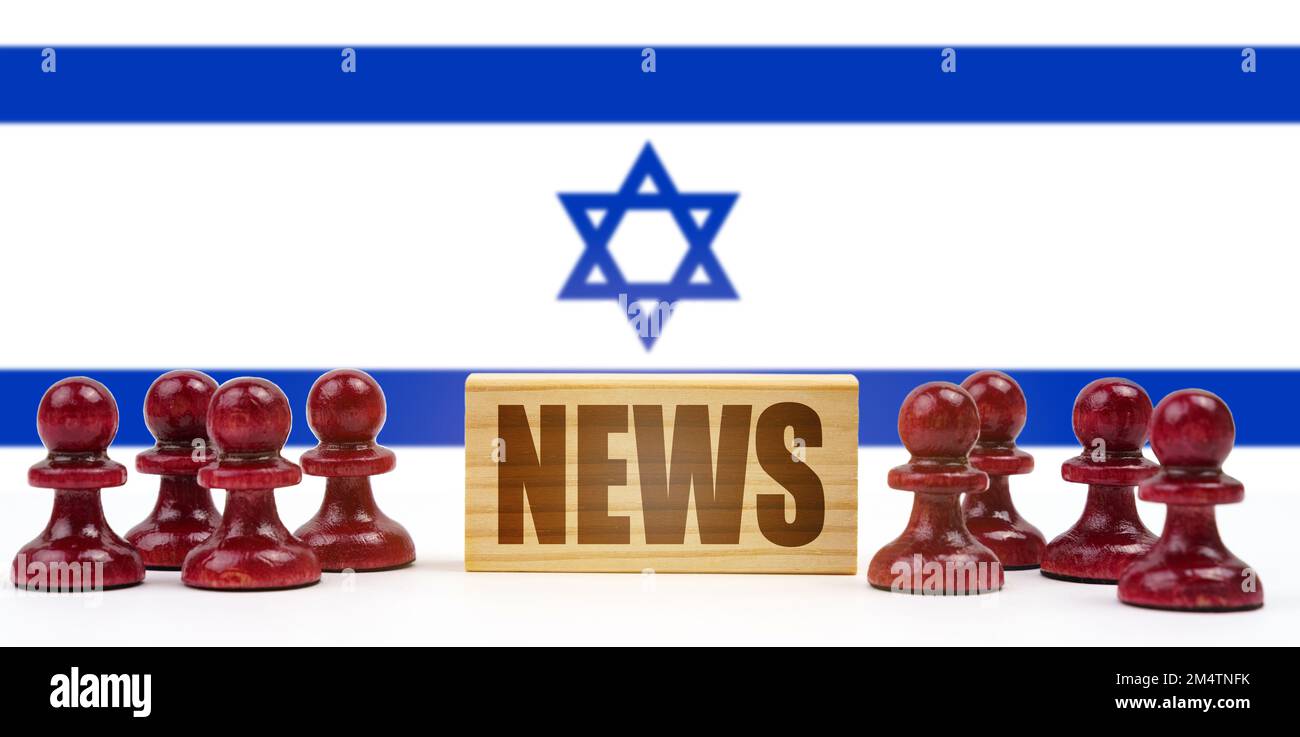 National concept. Against the background of the flag of Israel, pawns ...