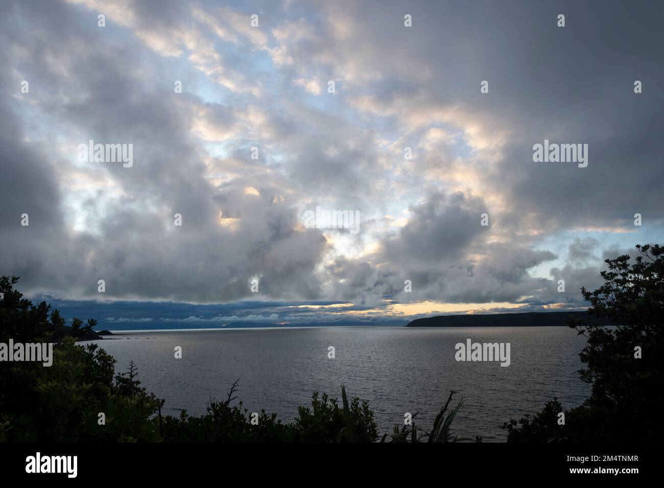 Storm clouds over sea, Titahi Bay, Porirua, Cook Strait, Wellington ...