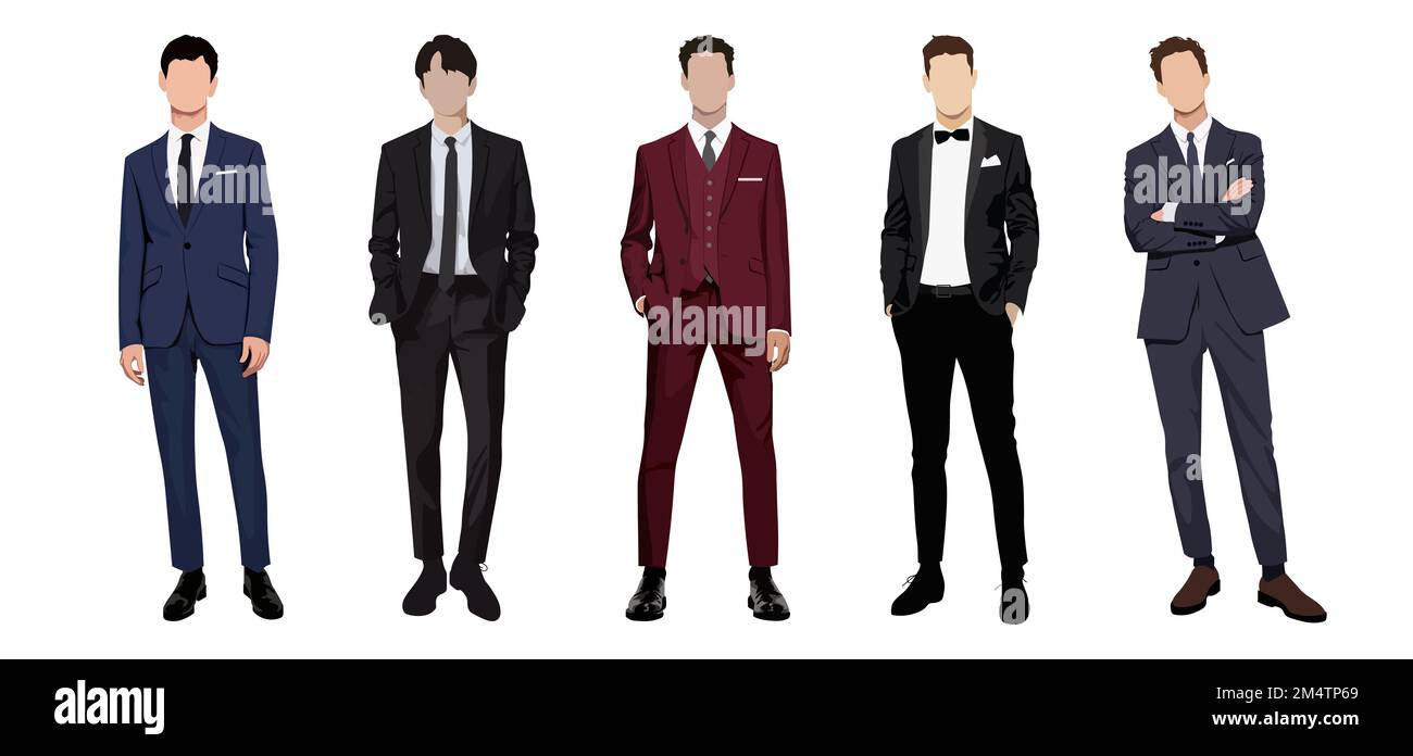 Set of businessmen on a white background in business suits in a flat ...