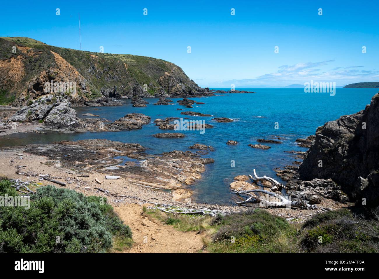 Rocky shoreline, Whitireia Park, Titahi Bay, Porirua, Wellington, North ...