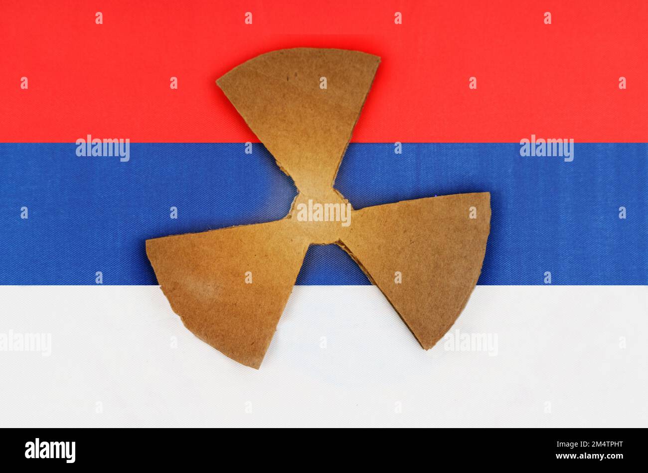 The concept of industry and radiation. The flag of Russia has a symbol ...