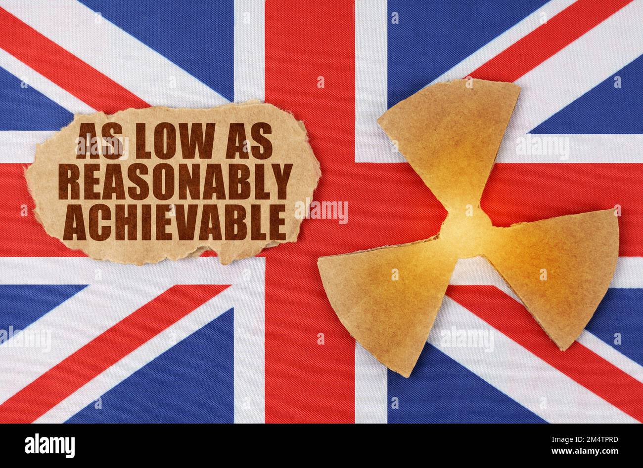 Industry and radiation concept. On the flag of Great Britain, there is ...
