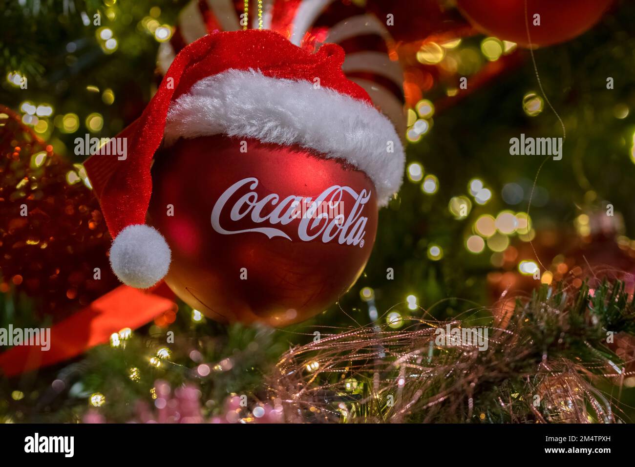 Close Up Coca Cola Christmas Ball At Amsterdam The Netherlands 15-12 ...