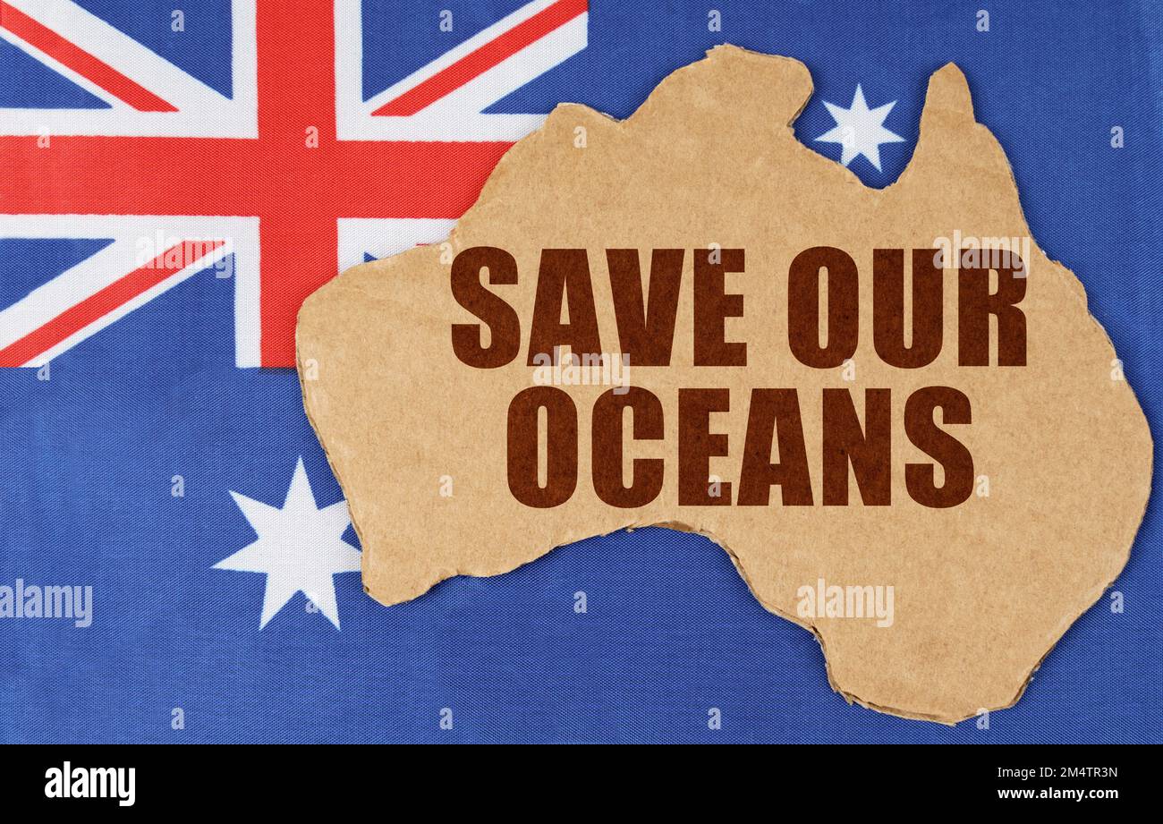 National concept of Australia. On the flag of Australia lies the ...