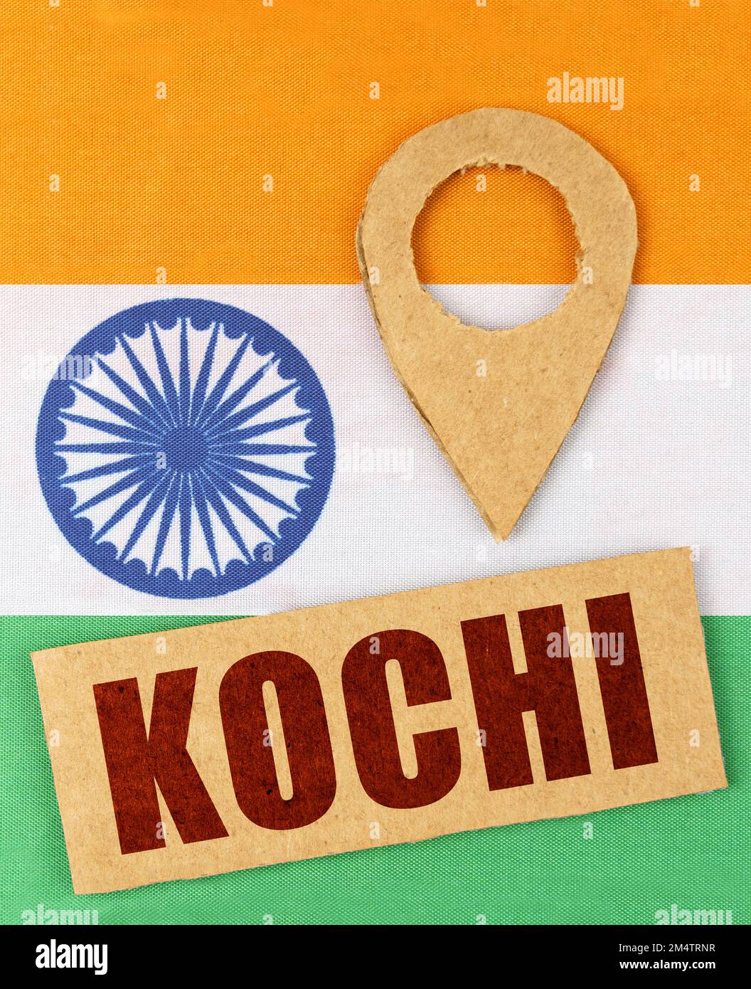 The concept of tourism, vacation and geolocation. On the Indian flag, a ...