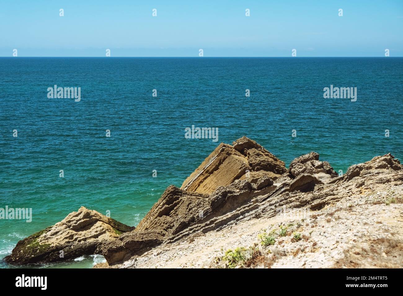 Beautiful landscape of the Penedo da Saudade Lighthouse in Sao Pedro de ...