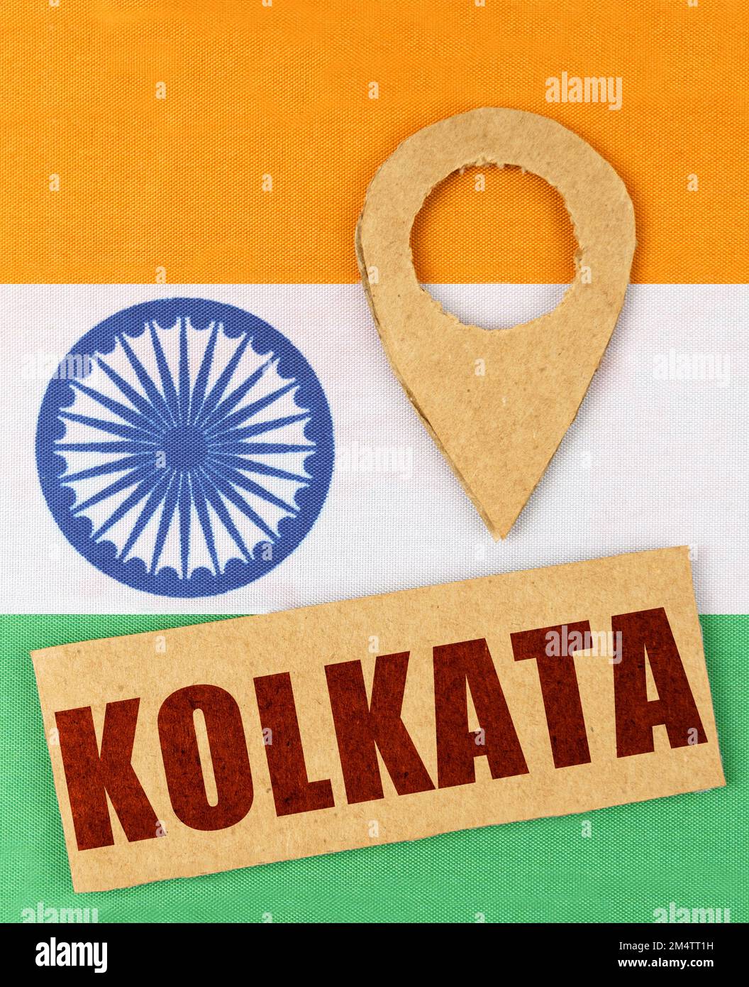 The concept of tourism, vacation and geolocation. On the Indian flag, a ...