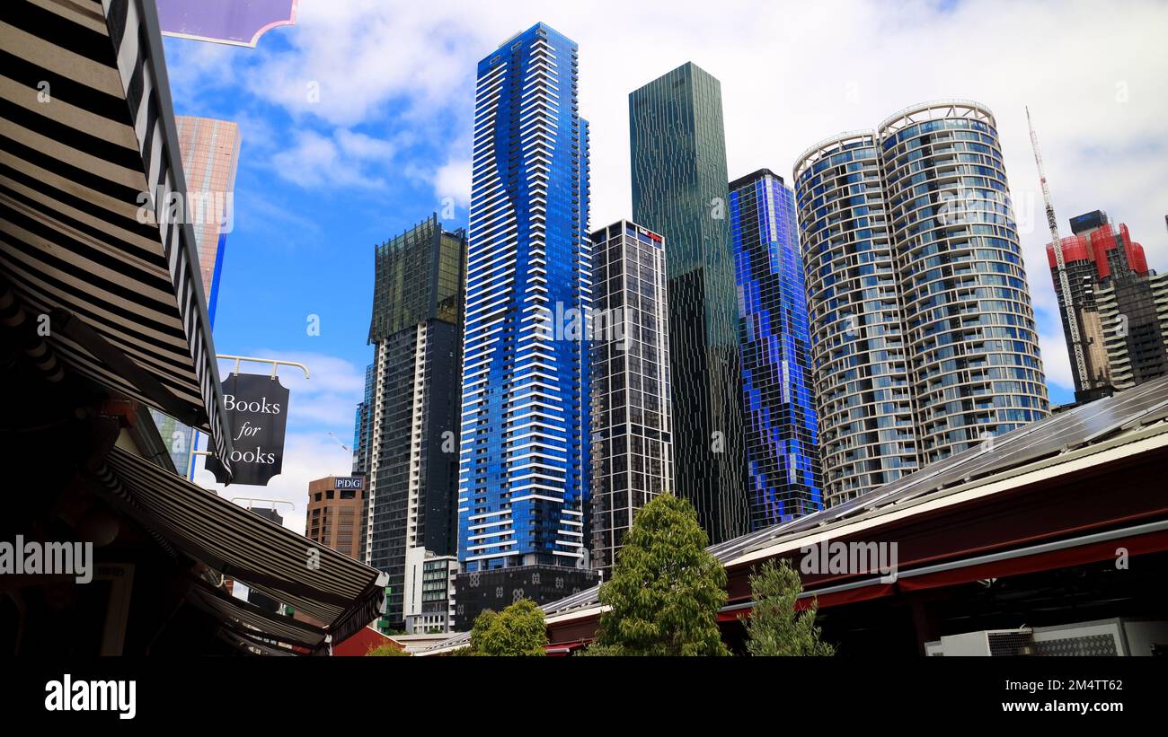 Colorful Blue Skyscrapers Melbourne Skyline Australia Stock Photo - Alamy