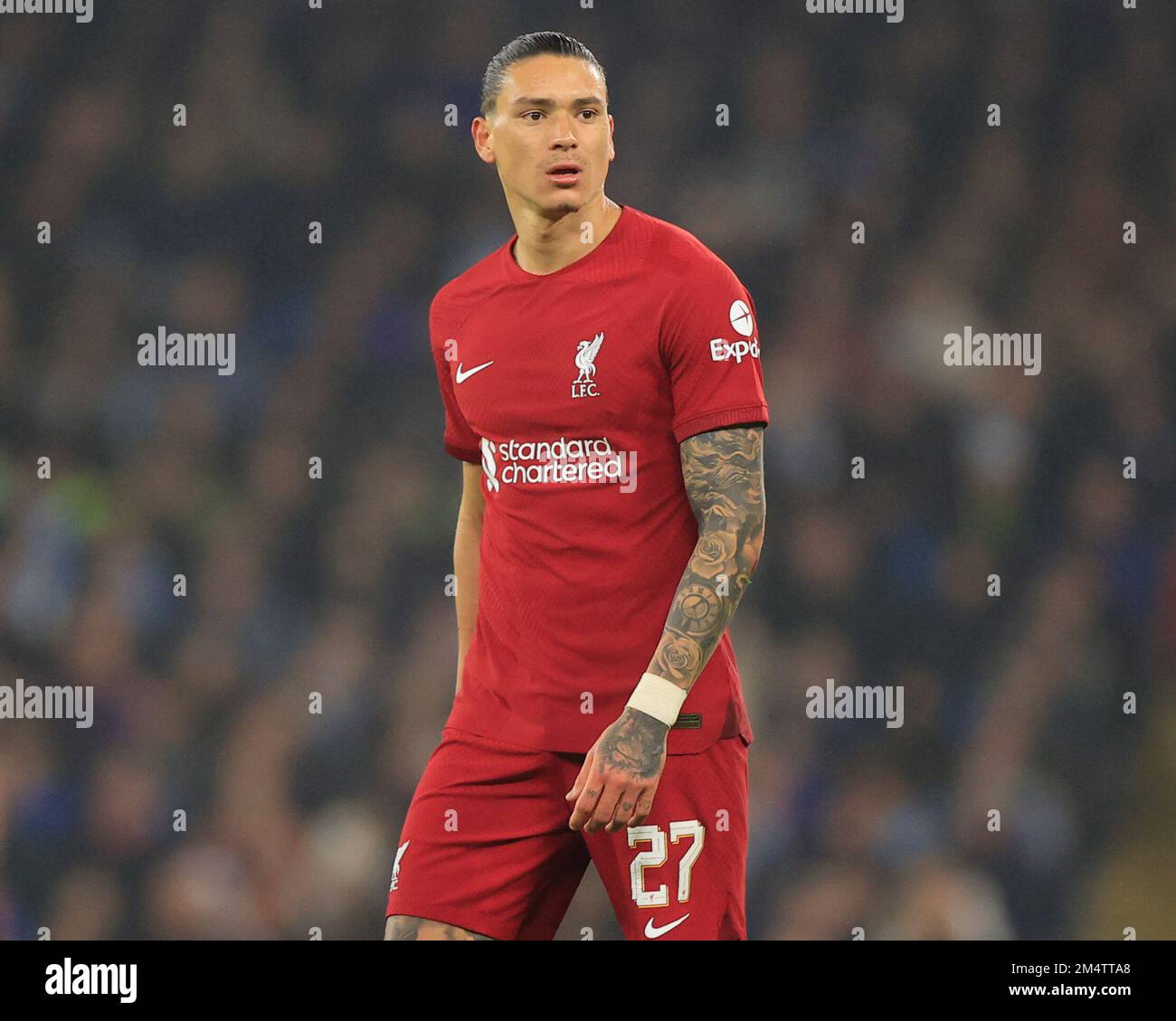 Manchester, UK. 22nd Dec, 2022. Darwin Nunez #27 of Liverpool during ...