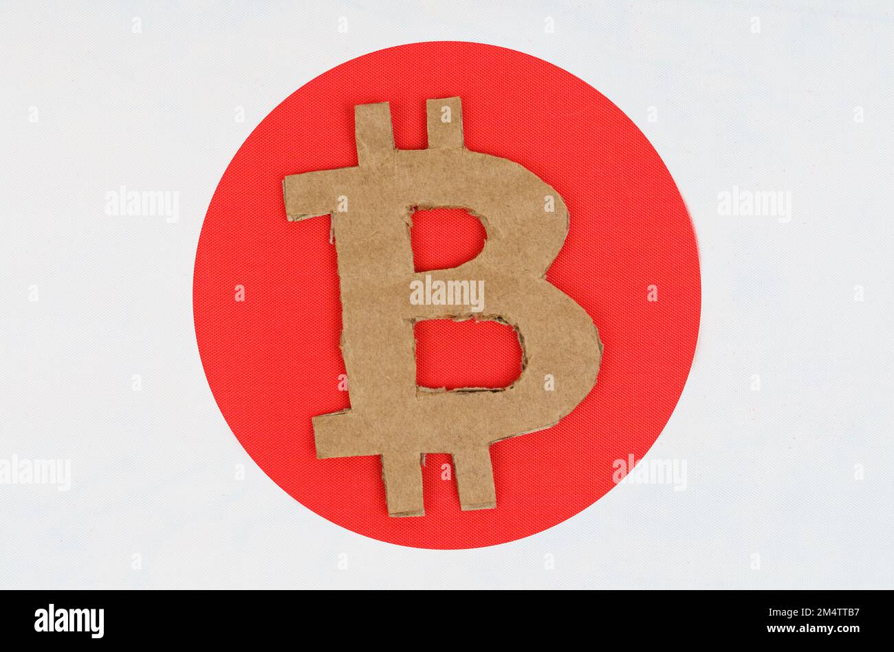 Cryptocurrency concept. On the background of the flag of Japan lies the ...