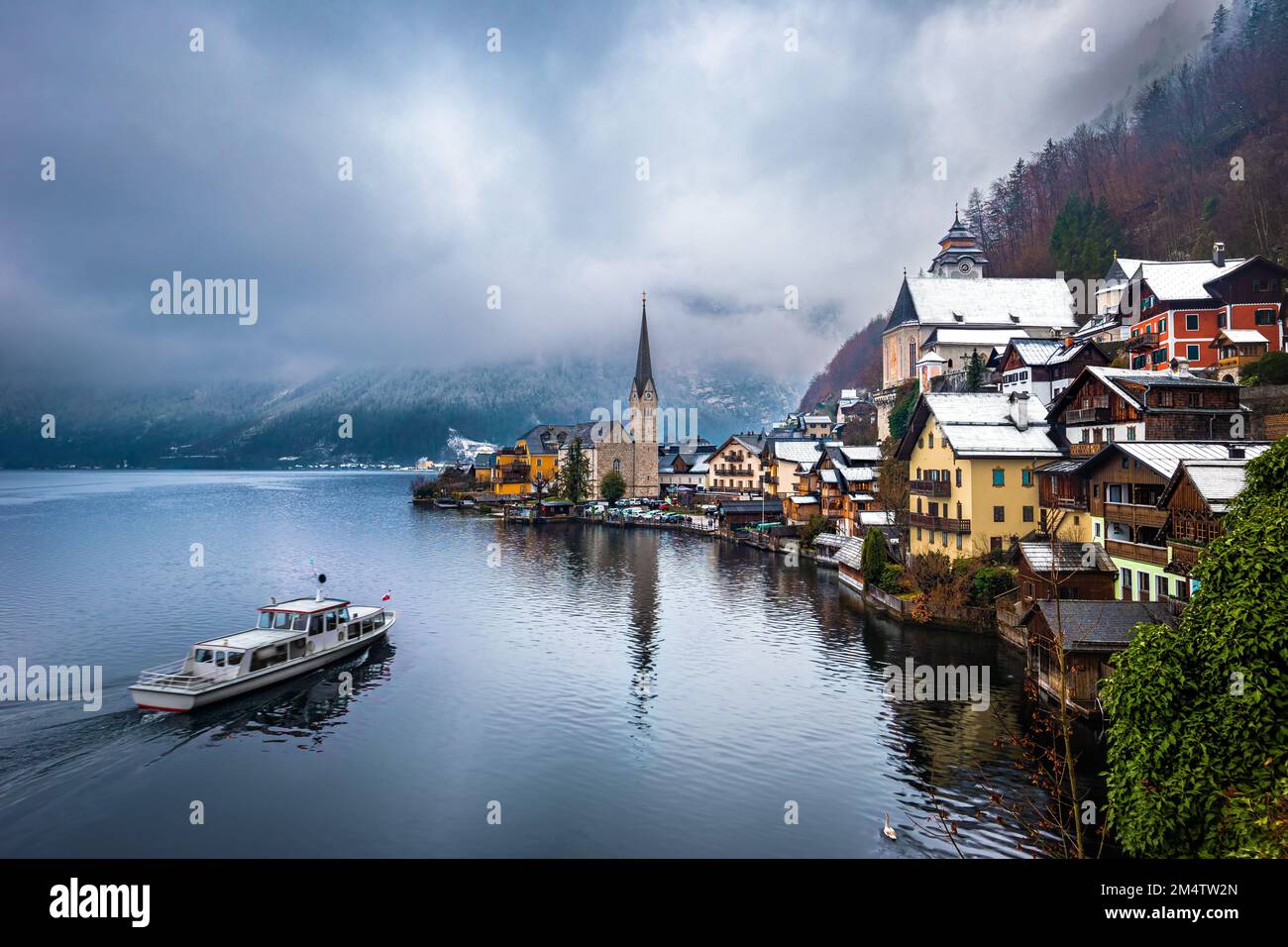 Hallstatt, Austria - Iconic view of world famous Hallstatt, the Unesco ...