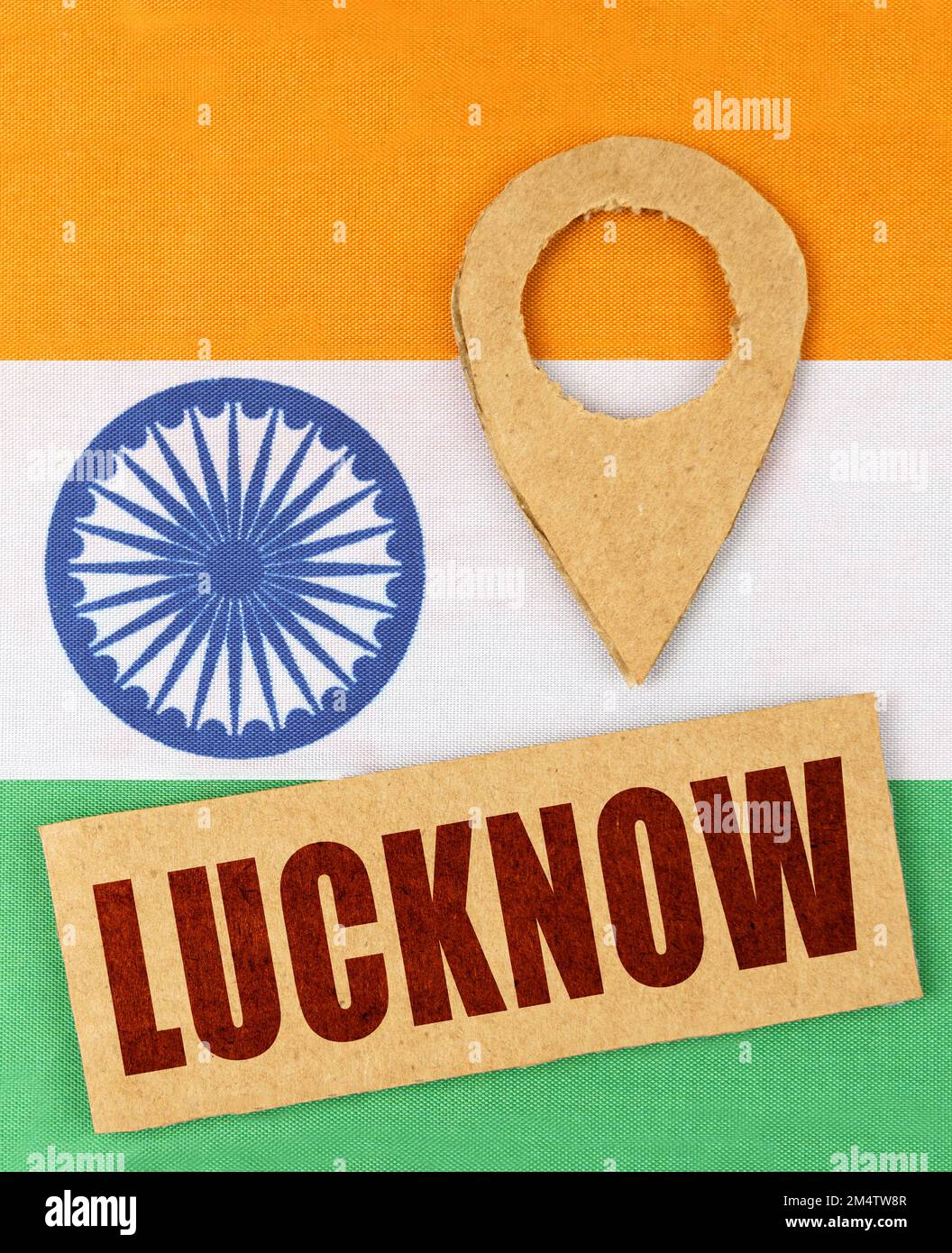 The concept of tourism, vacation and geolocation. On the Indian flag, a ...