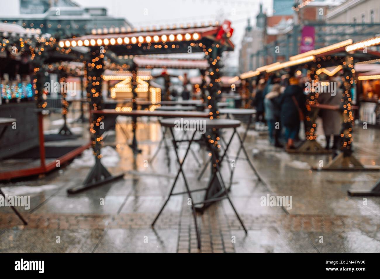 Christmas market stalls and shopping in Katowice, Poland. Christmas ...