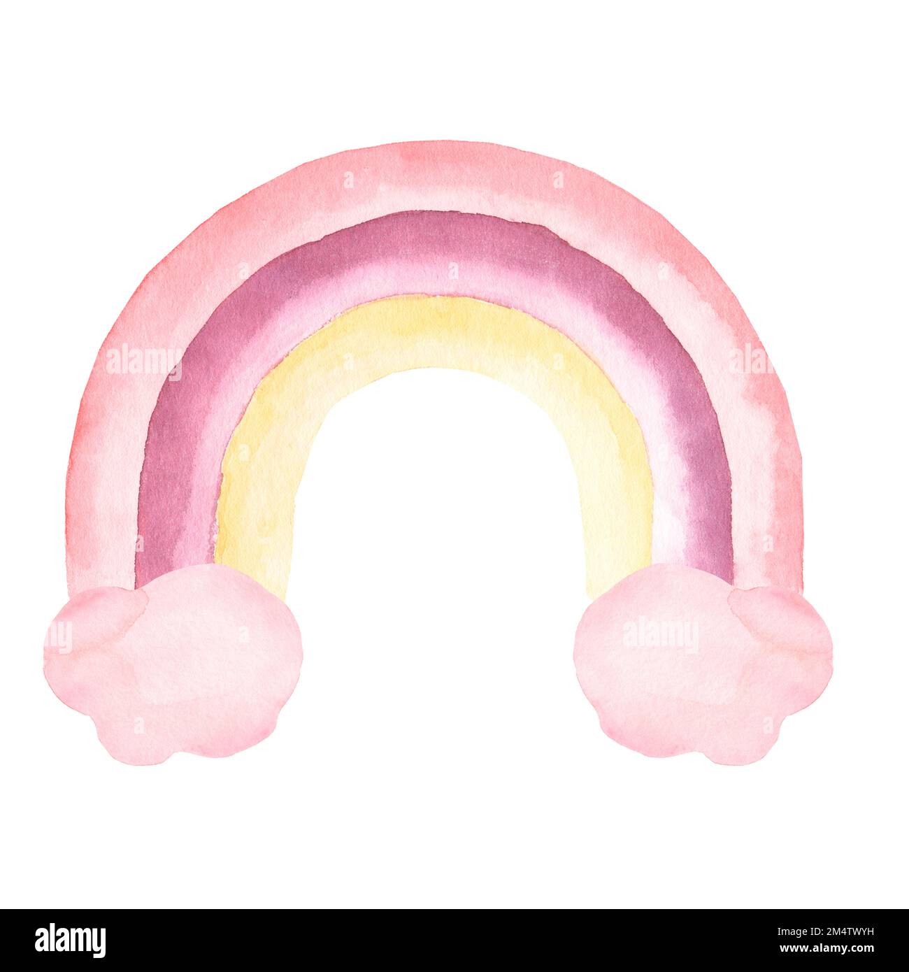 Watercolor hand painted boho rainbow clipart. Kids illustration. Coral ...