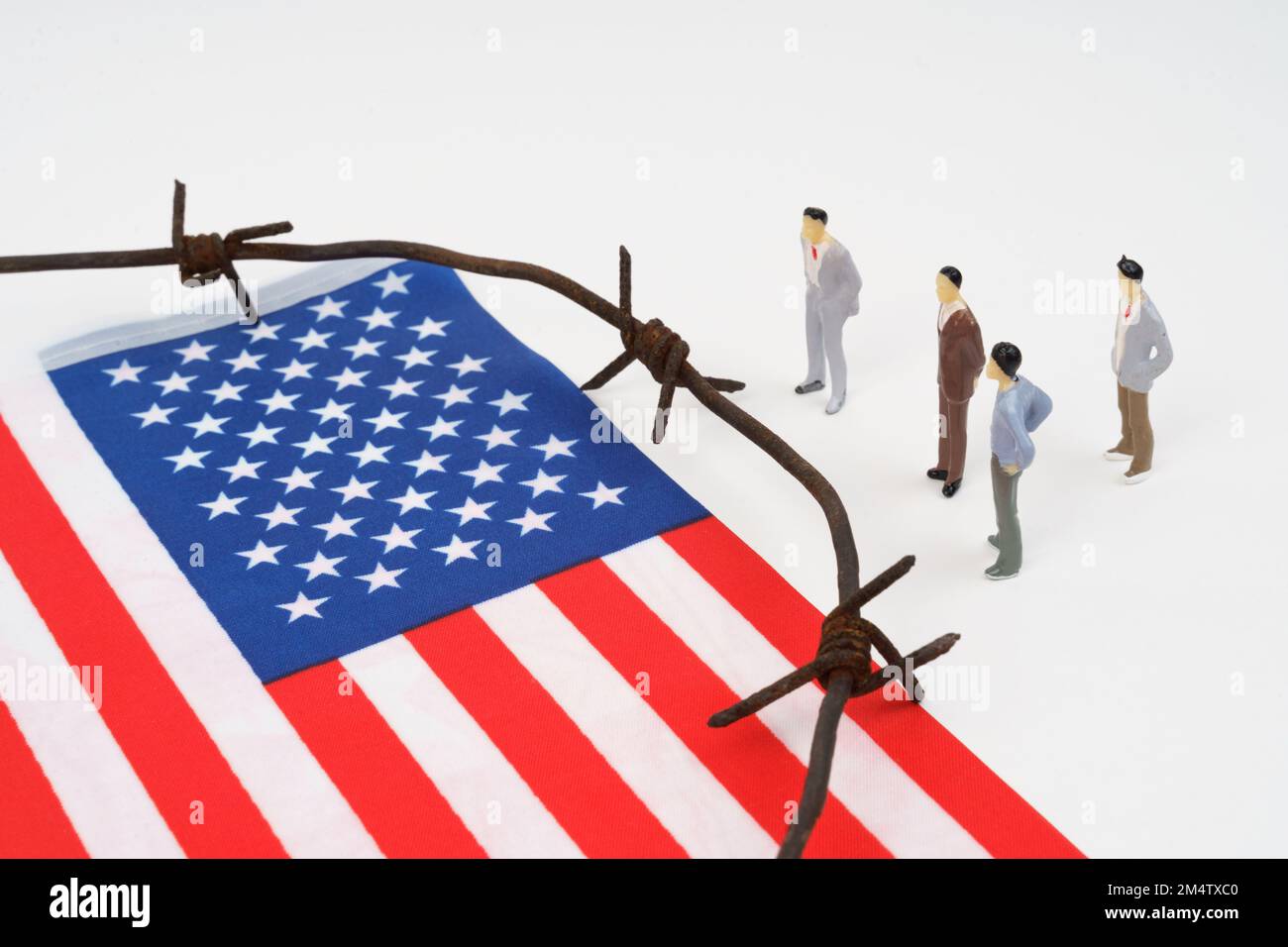 Migration concept. Closed border for migrants in the USA Stock Photo ...