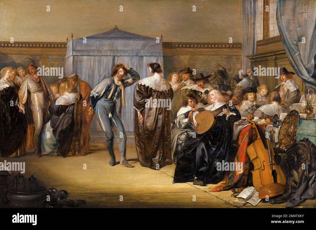 Pieter Codde, Merry Company with Masked Dancers, painting in oil on ...