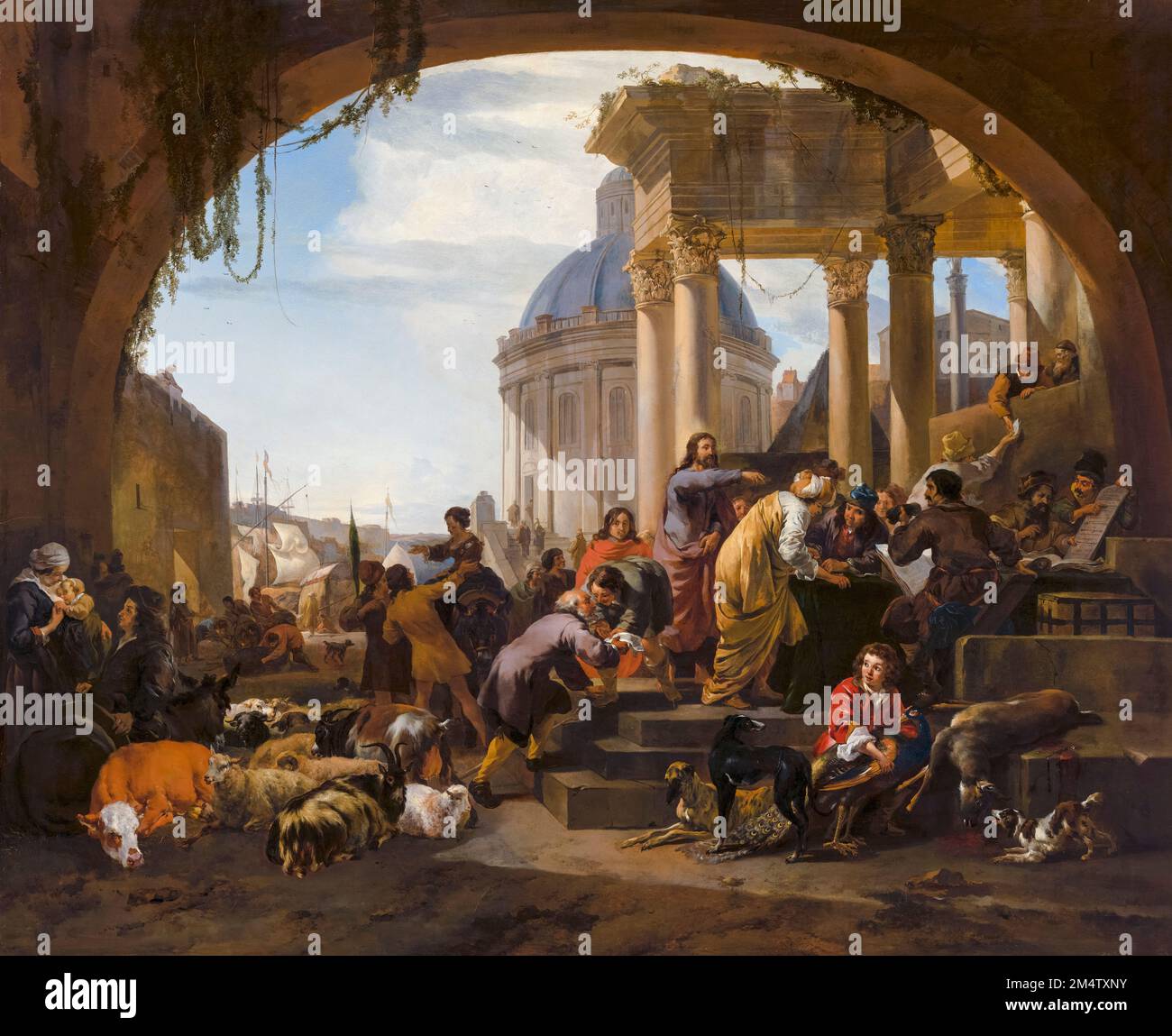 The Calling of St Matthew, painting in oil on panel by Nicolaes Pietersz Berchem and Jan Baptist ...