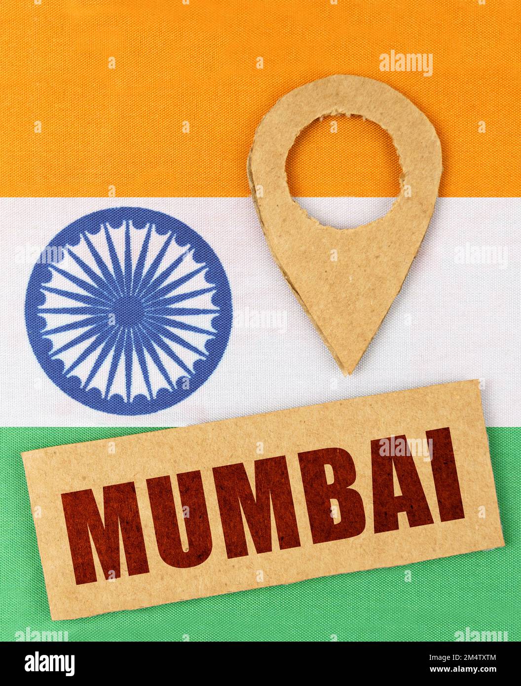 The concept of tourism, vacation and geolocation. On the Indian flag, a ...