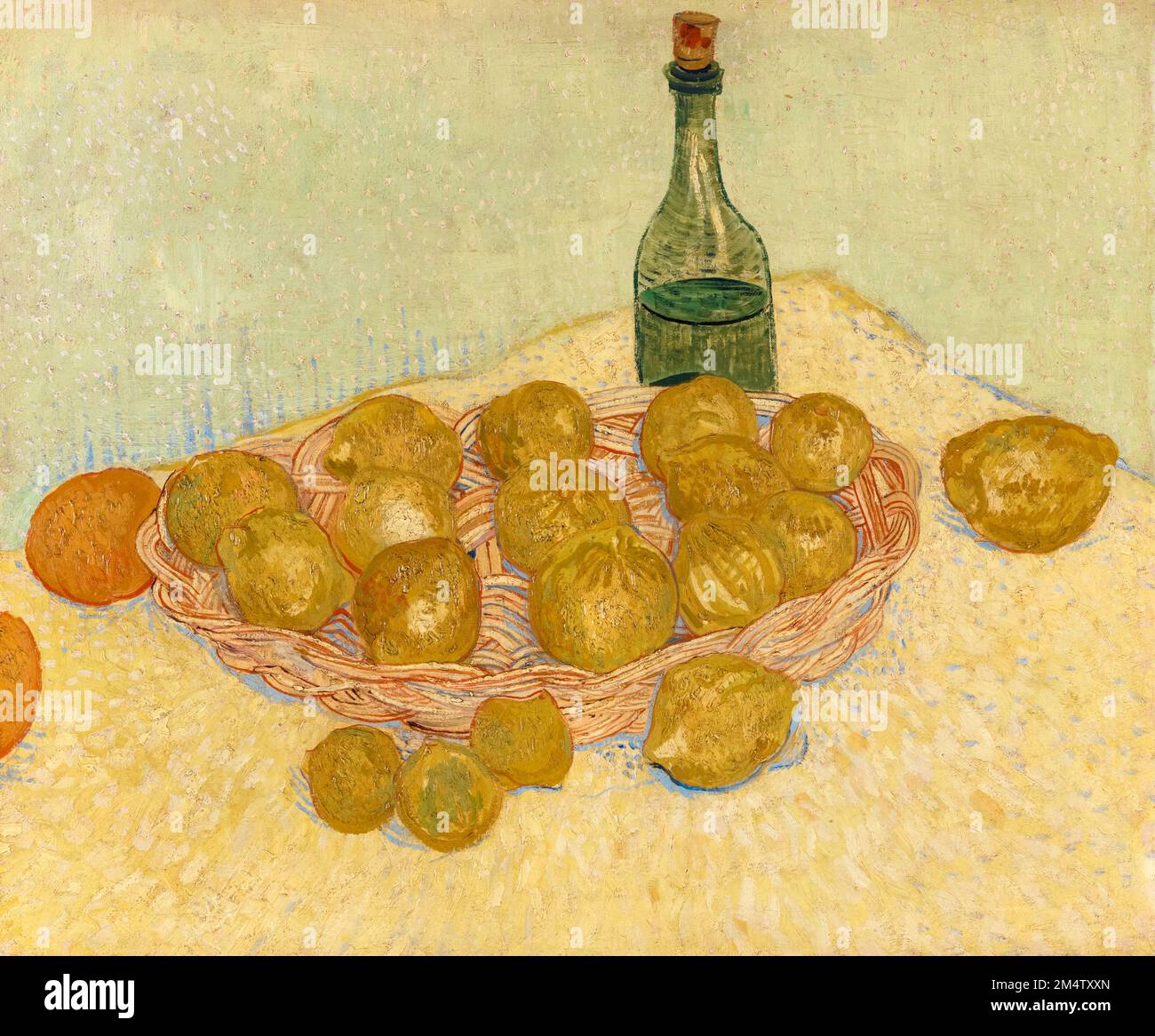 Vincent van Gogh, Basket of Lemons, and a, Bottle, still life painting ...