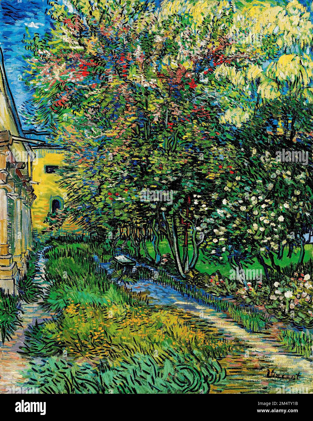Vincent van Gogh, The garden of the Asylum at Saint-Rémy, painting in ...