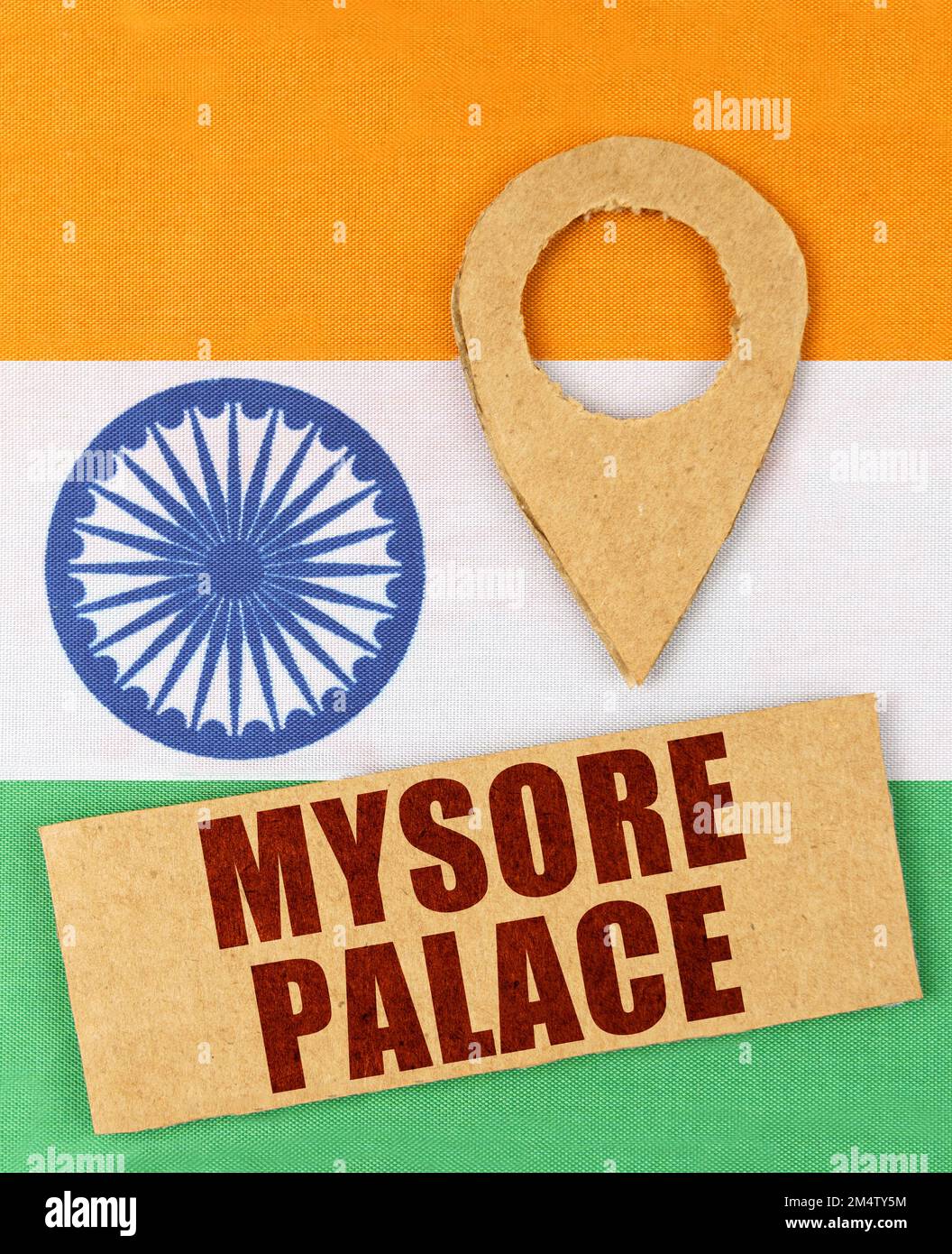 The concept of tourism, vacation and geolocation. On the Indian flag, a ...