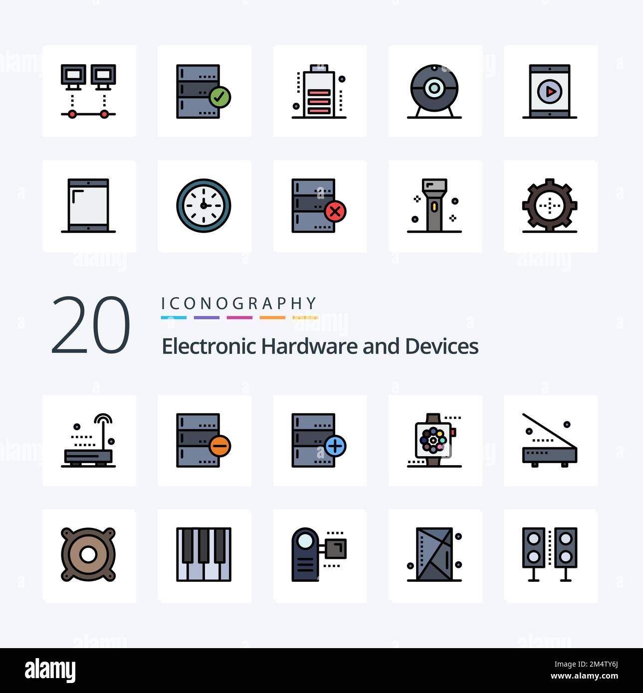 20 Devices Line Filled Color icon Pack like watch devices delete apple ...