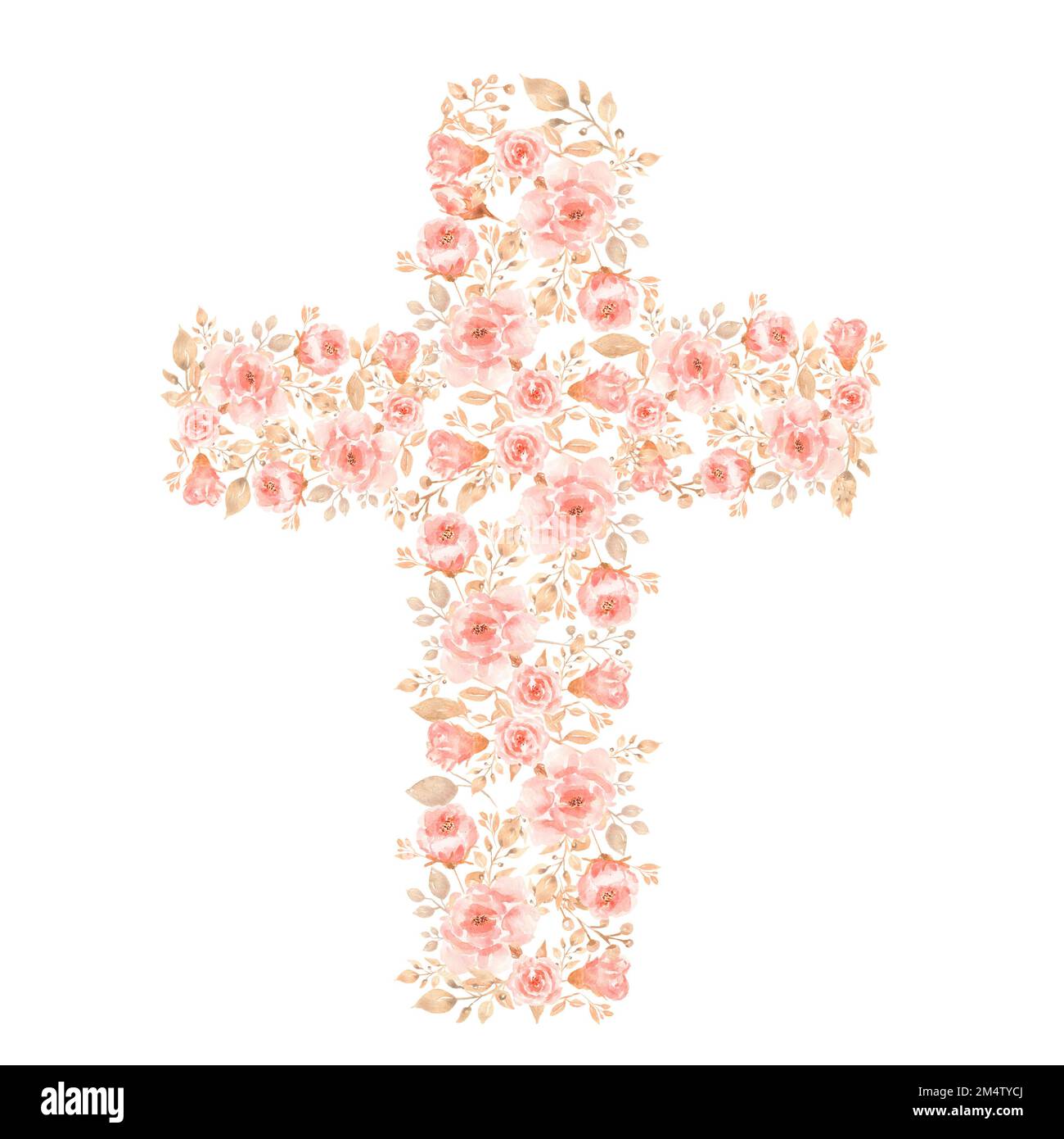 Watercolor Easter Cross Clipart, Spring Coral Floral Arrangements ...