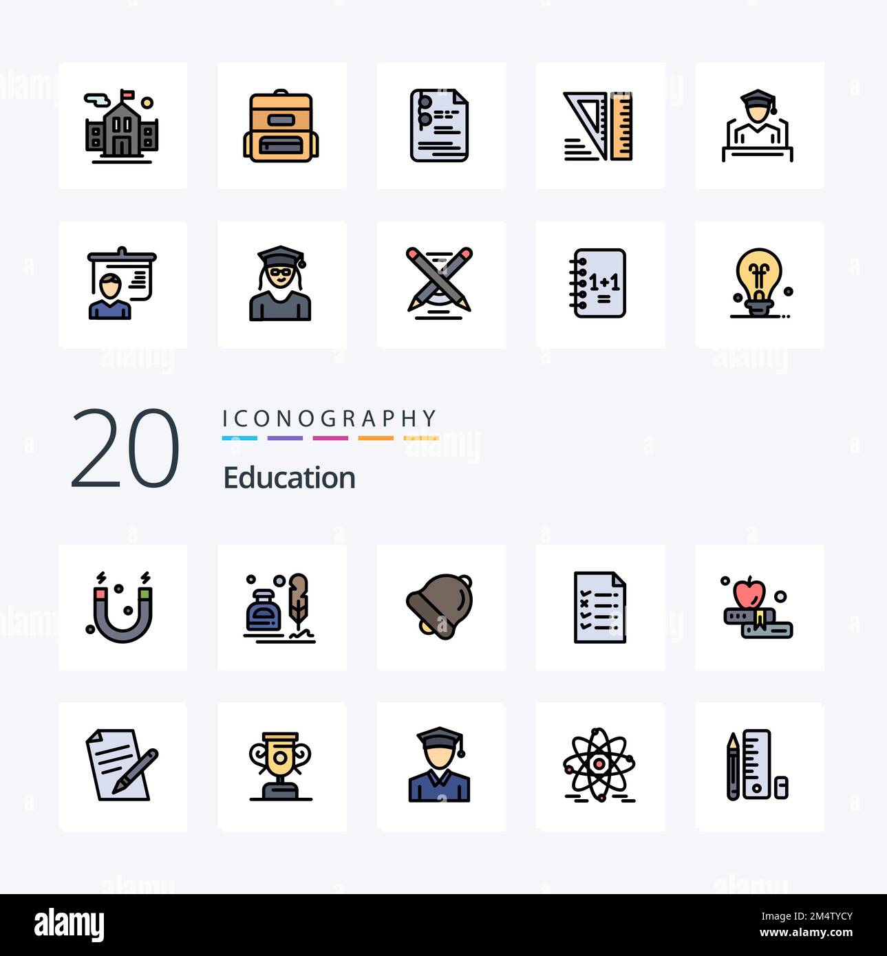 20 Education Line Filled Color icon Pack like education apple education ...