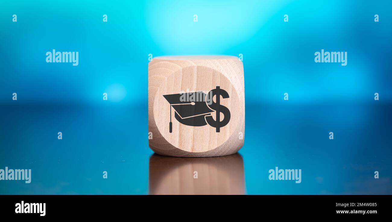 Wooden block with symbol of fafsa concept on blue background Stock ...