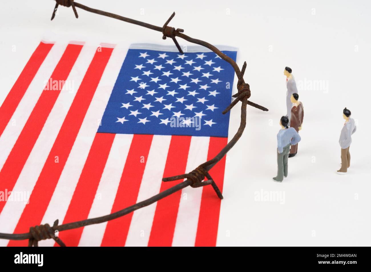 Migration concept. Closed border for migrants in the USA Stock Photo ...