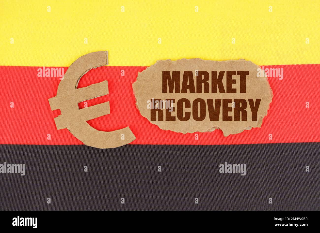 Economic concept. On the flag of Germany, the euro symbol and a ...