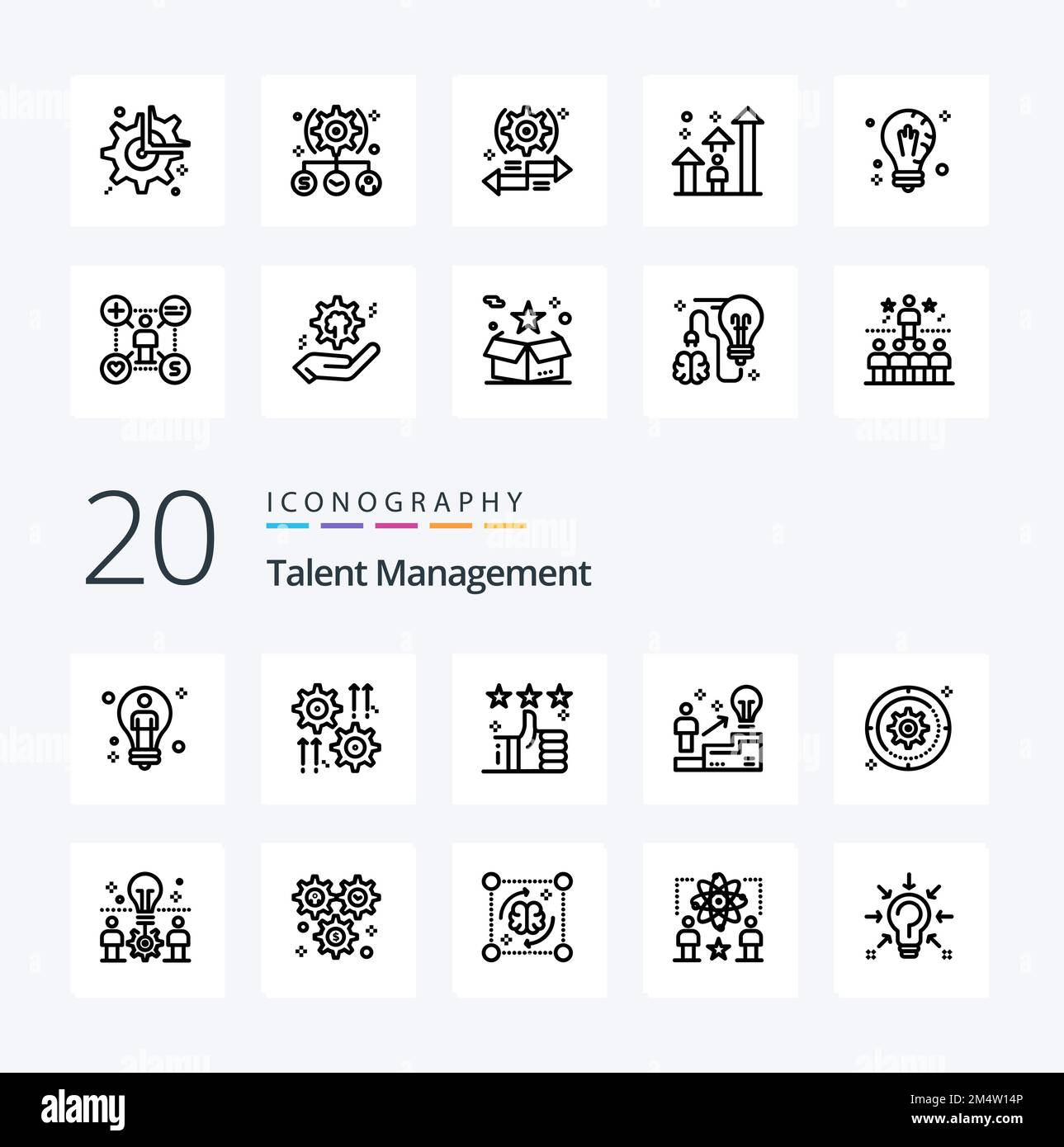 20 Talent Management Line icon Pack like user ladder wheel star tumbs ...