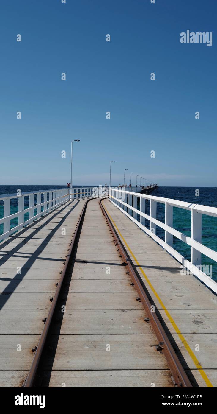 The Busselton Jetty, the longest timber-piled jetty in Australia Stock ...