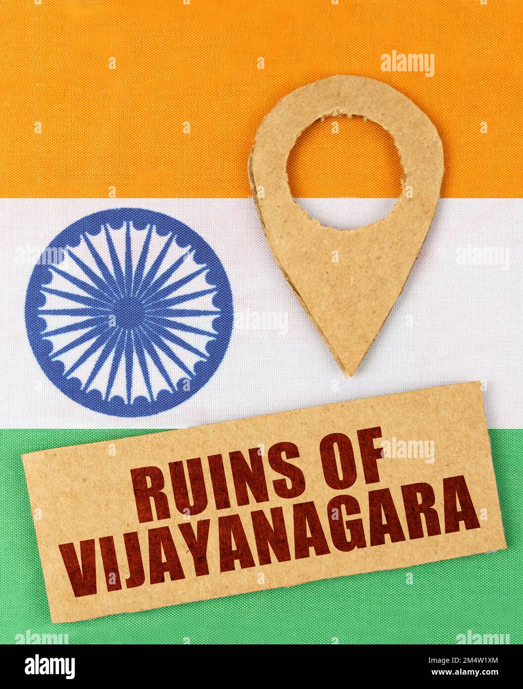 The concept of tourism, vacation and geolocation. On the Indian flag, a ...