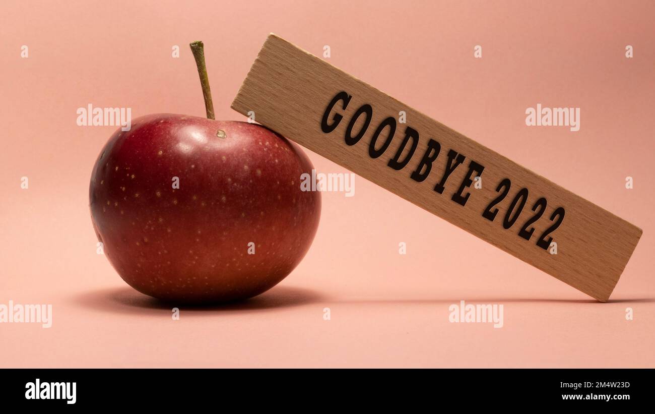 Goodbye 2022 word. Written on wooden frame. Studio shoot Stock Photo ...