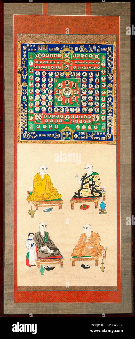 Four sages and magic circles. Gouache Stock Photo - Alamy