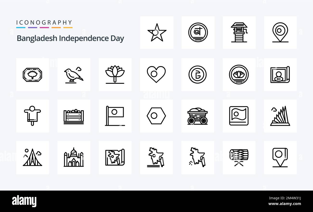 25 Bangladesh Independence Day Line icon pack Stock Vector Image & Art ...
