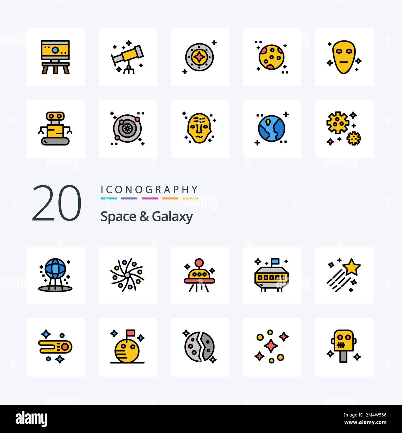 20 Space And Galaxy Line Filled Color icon Pack like comet star ...