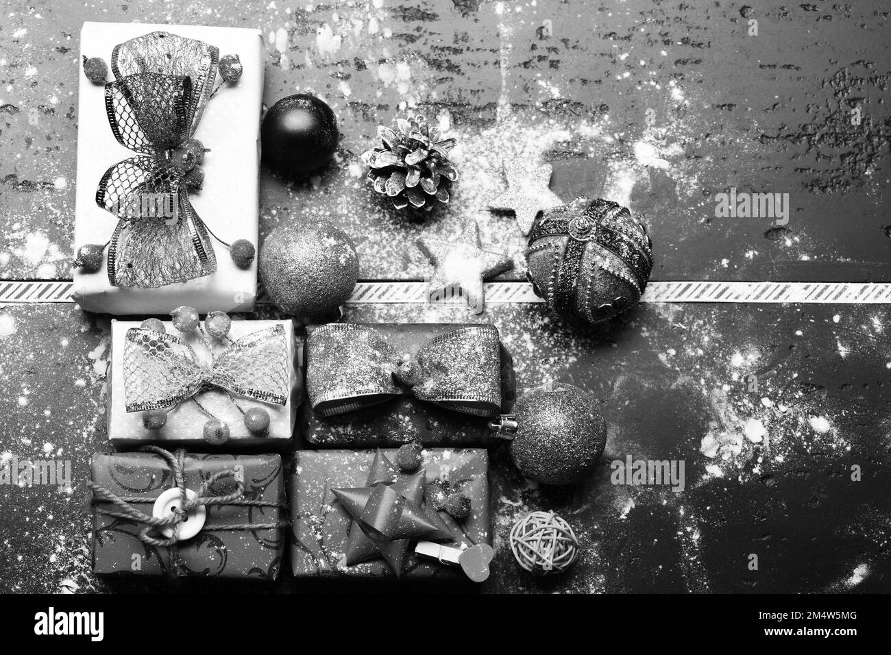 Christmas ball set on Black and White Stock Photos & Images - Alamy