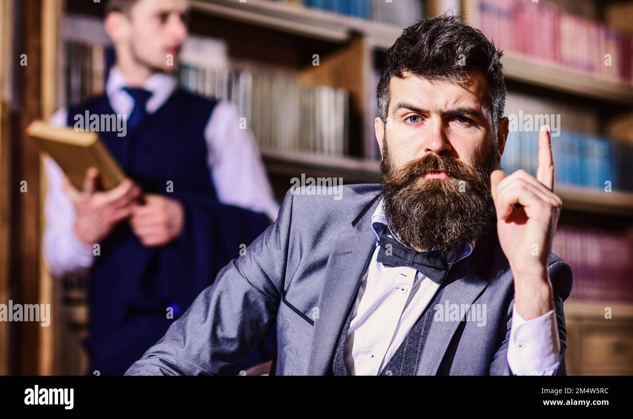 Private investigator and detective concept. Man with beard Stock Photo ...