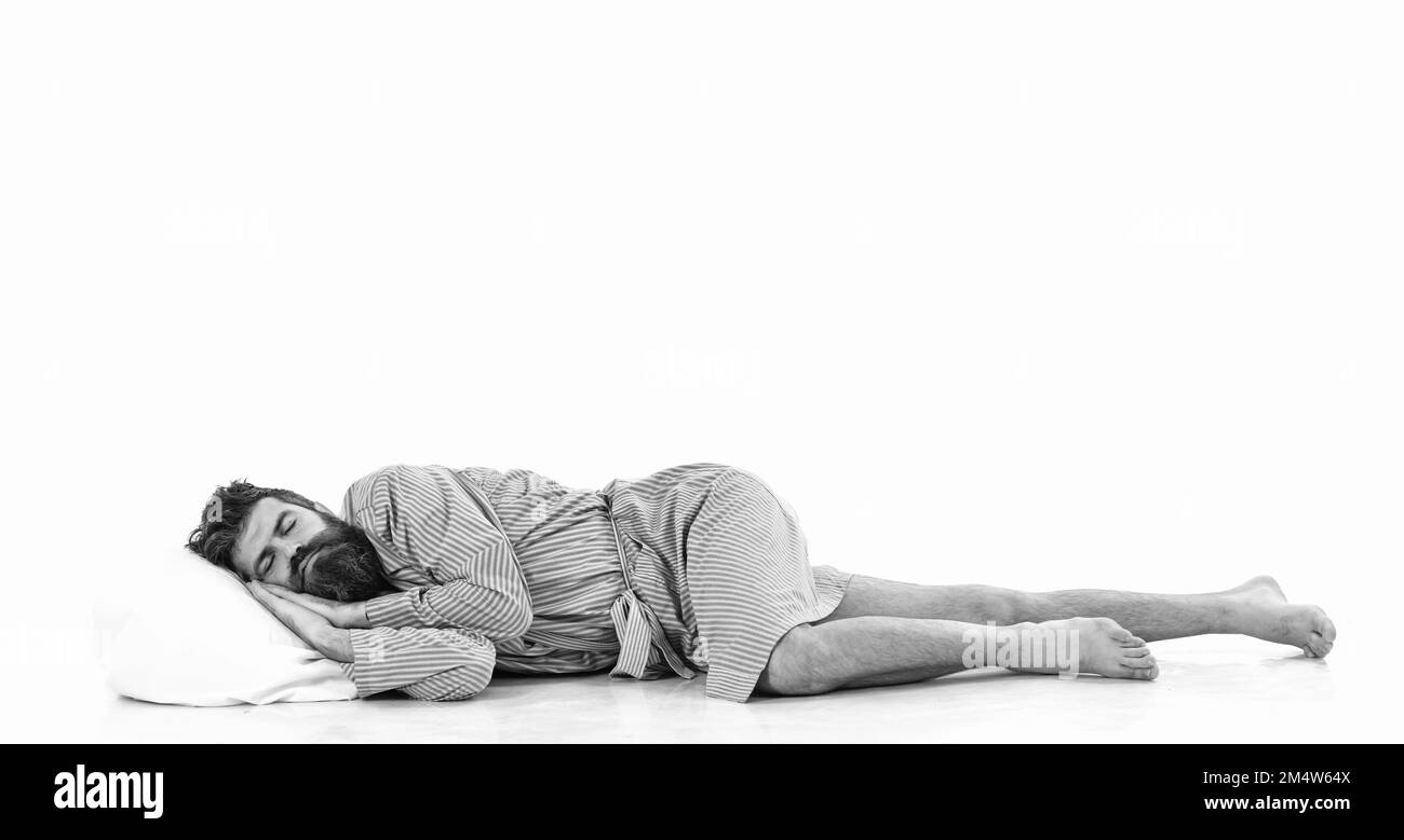 Sleepy guy on white Black and White Stock Photos & Images - Alamy